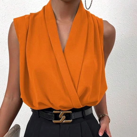 Tops | Luxe Drapey Sleeveless Minimalist Blouse | Poshmark